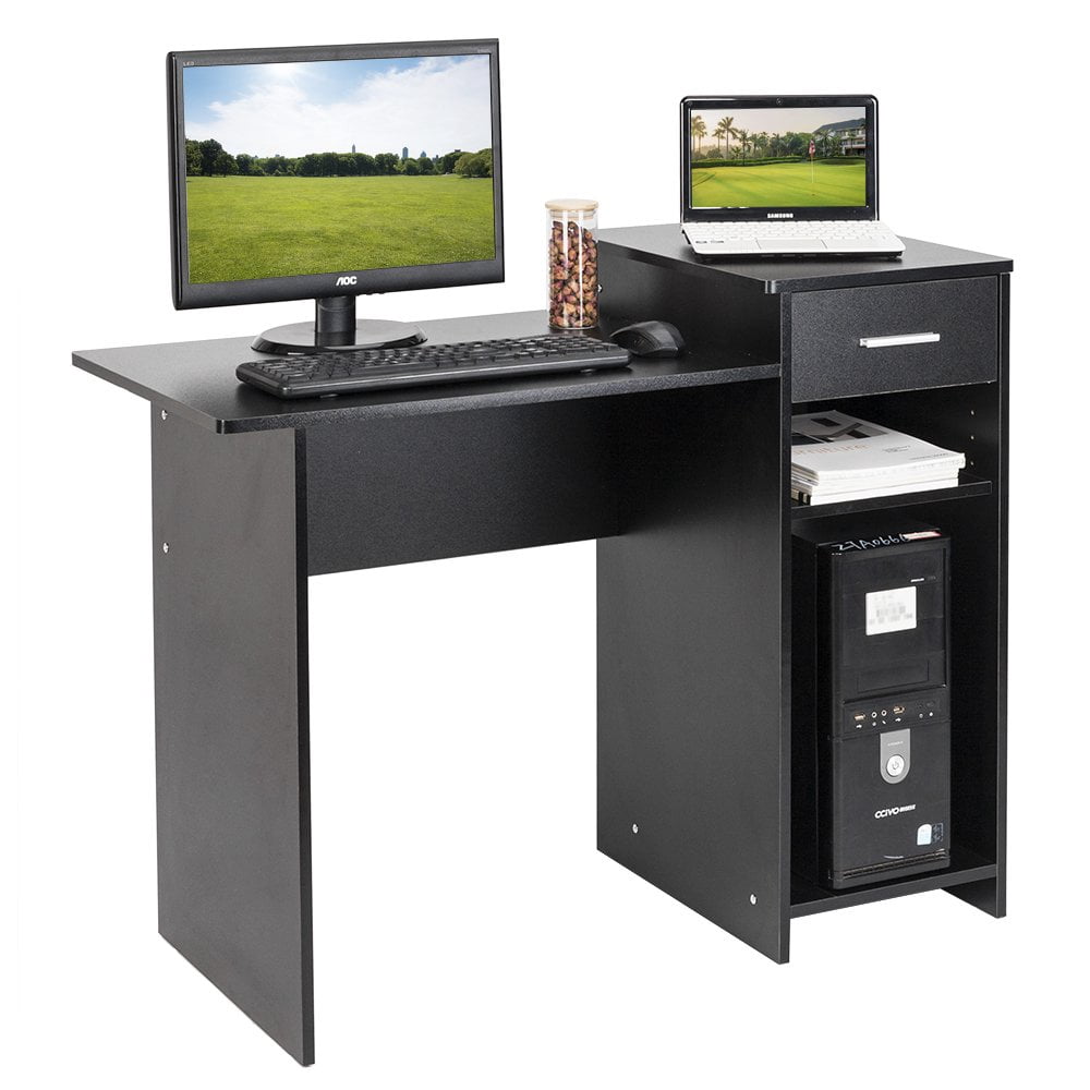 Hassch Wooden Computer Desk Study Table with Drawer, Open Shelf for ...