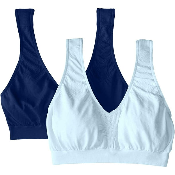 Bali Bali Womens Comfort Revolution Seamless Crop Top 2 Pack Navyblue Sky X Large