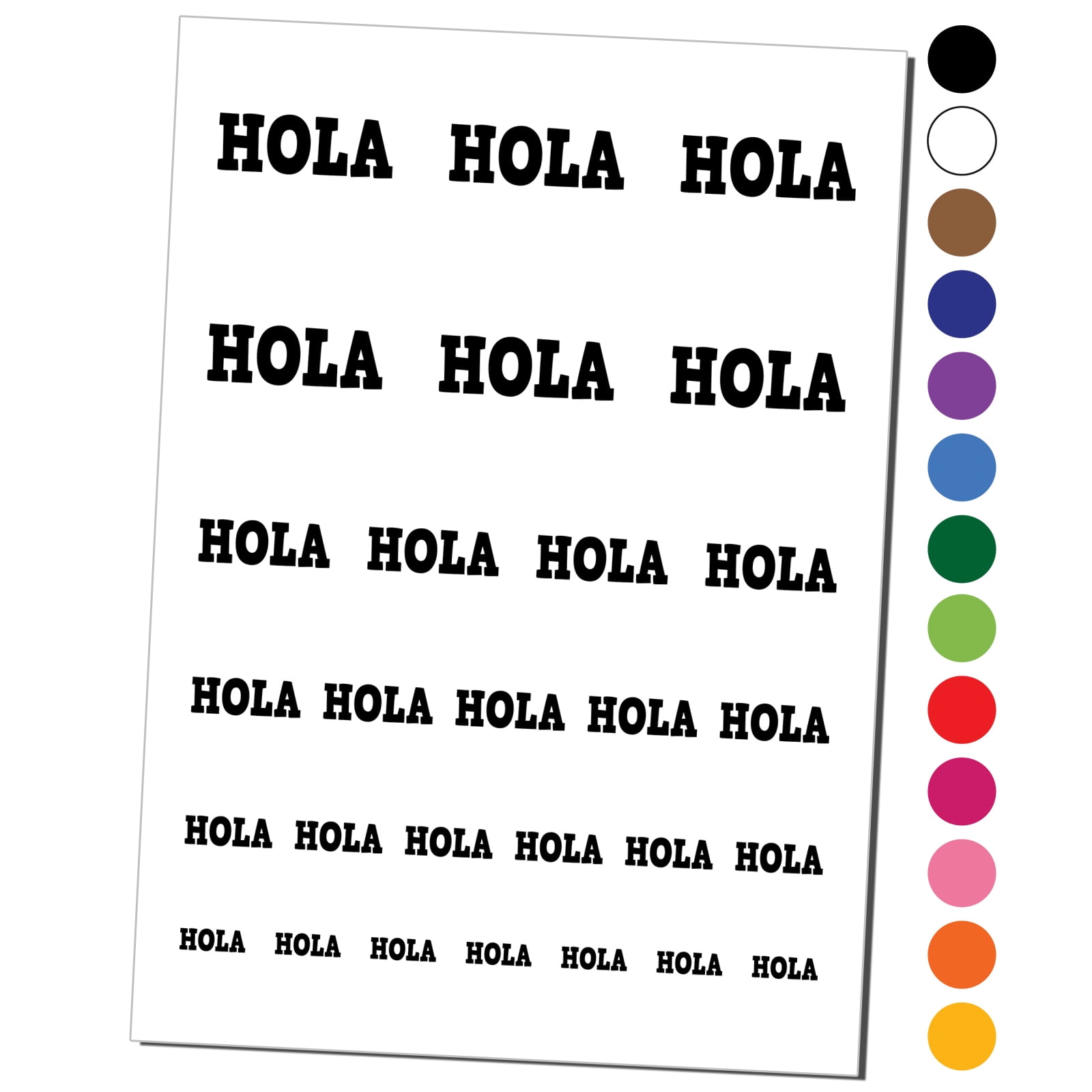 Hola Spanish Hi Hello Water Resistant Temporary Tattoo Set Fake Body ...