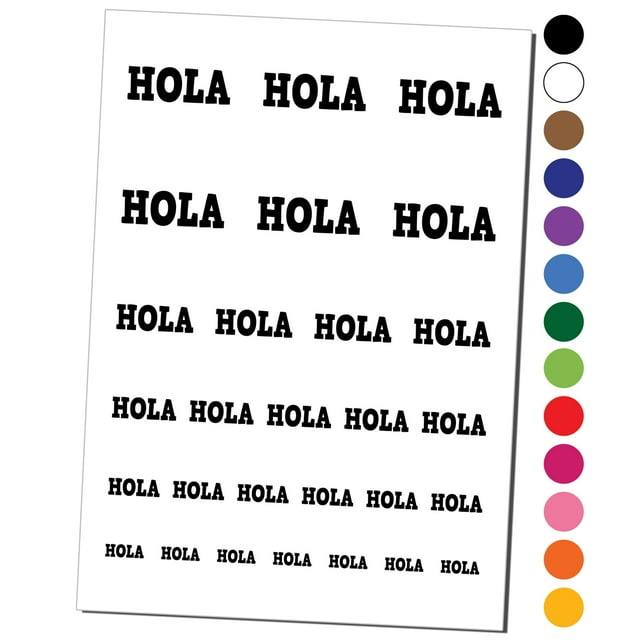 Hola Spanish Hi Hello Water Resistant Temporary Tattoo Set Fake Body ...