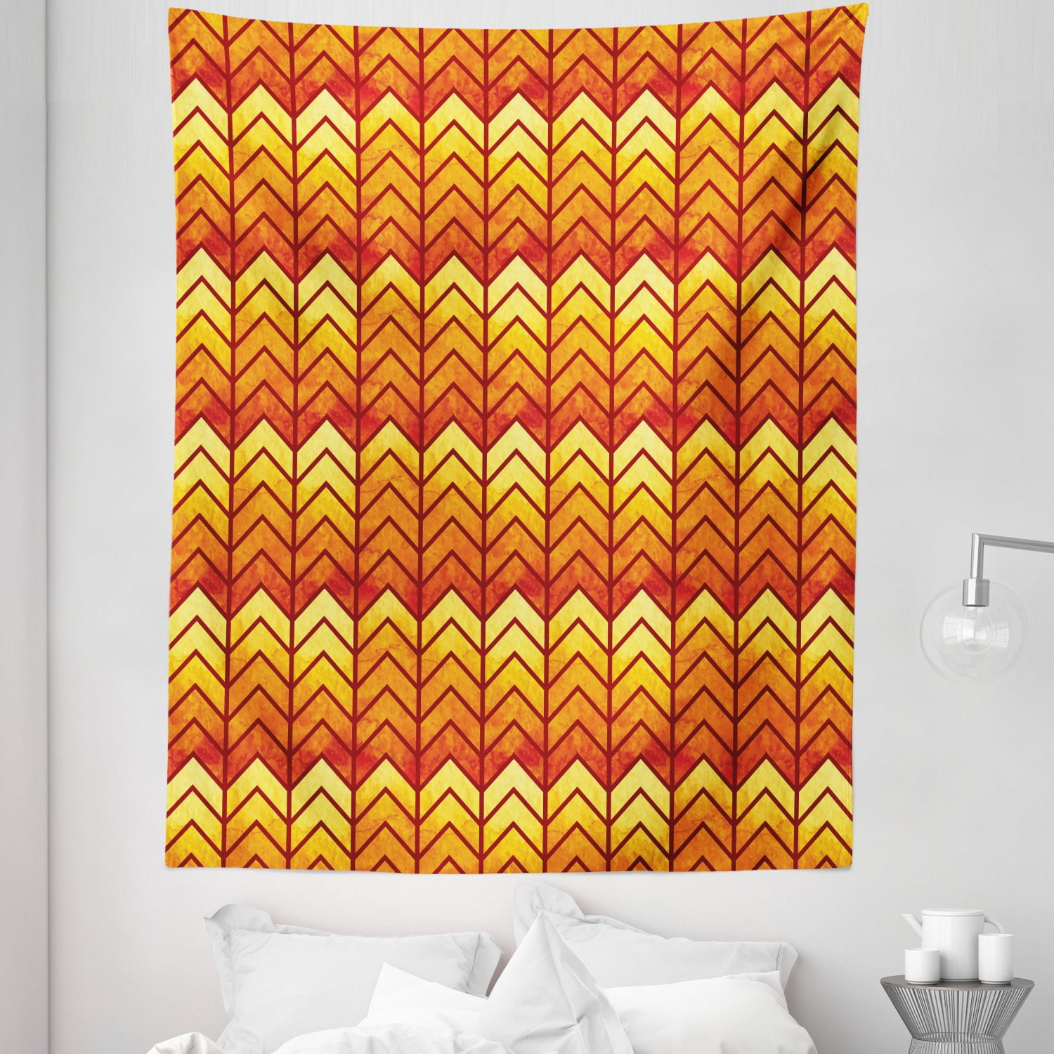 Chevron Tapestry, Abstract Chevron Pattern in Vintage Funky Colors Old ...