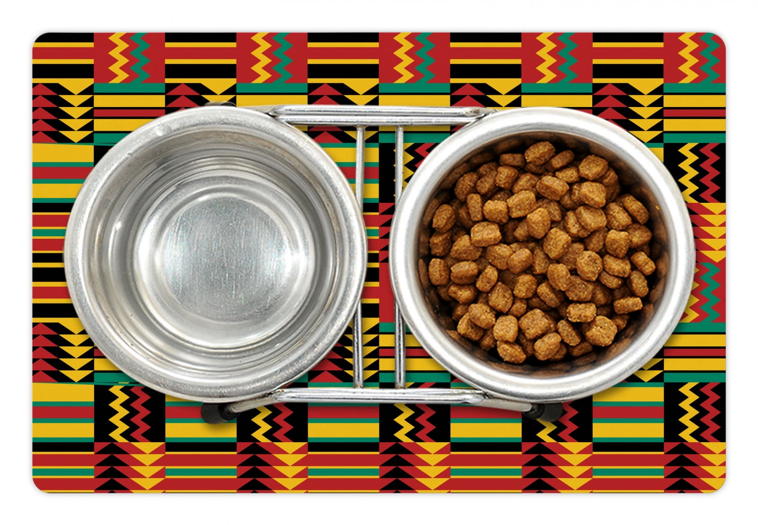 Kente Pattern Pet Mat for Food and Water, Stripes Triangles and Zigzags ...