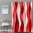 Bathroom Shower Curtain Abstract Red Wave Stripe Texture Waterproof ...