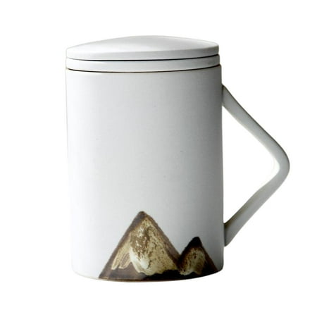 Ceramic Tea Mug with Filter Infusers, Lid & Handle, for Gift for 2 ...