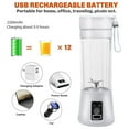 380 ML Portable Mini Juicer Cup, USB Rechargeable, Electric Blender for ...