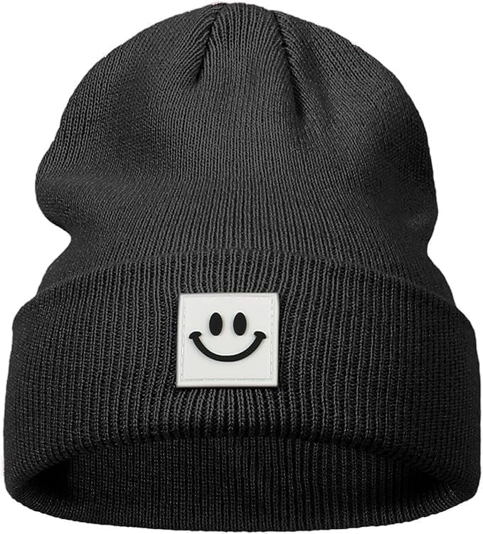 GFDYREE Beanies for Men Women Smiley Face Warm Winter Hat Toque Unisex ...
