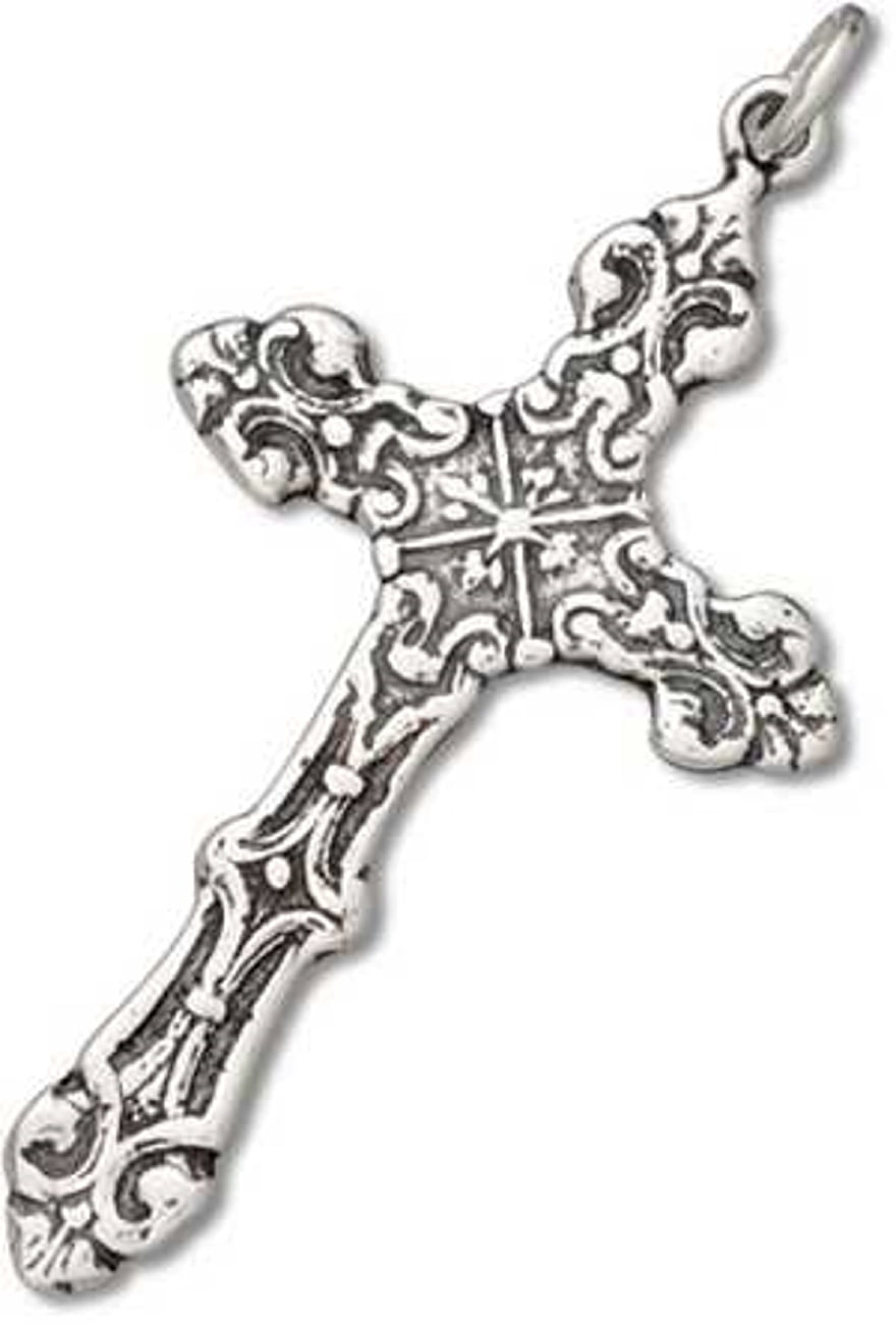 Sterling Silver 20" .8mm Box Chain Ornate Filigree Christian Cross ...