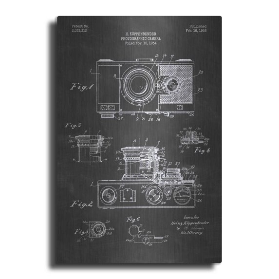 Luxe Metal Art 'Camera, 1936 Blueprint Patent Chalkboard' Metal Wall ...