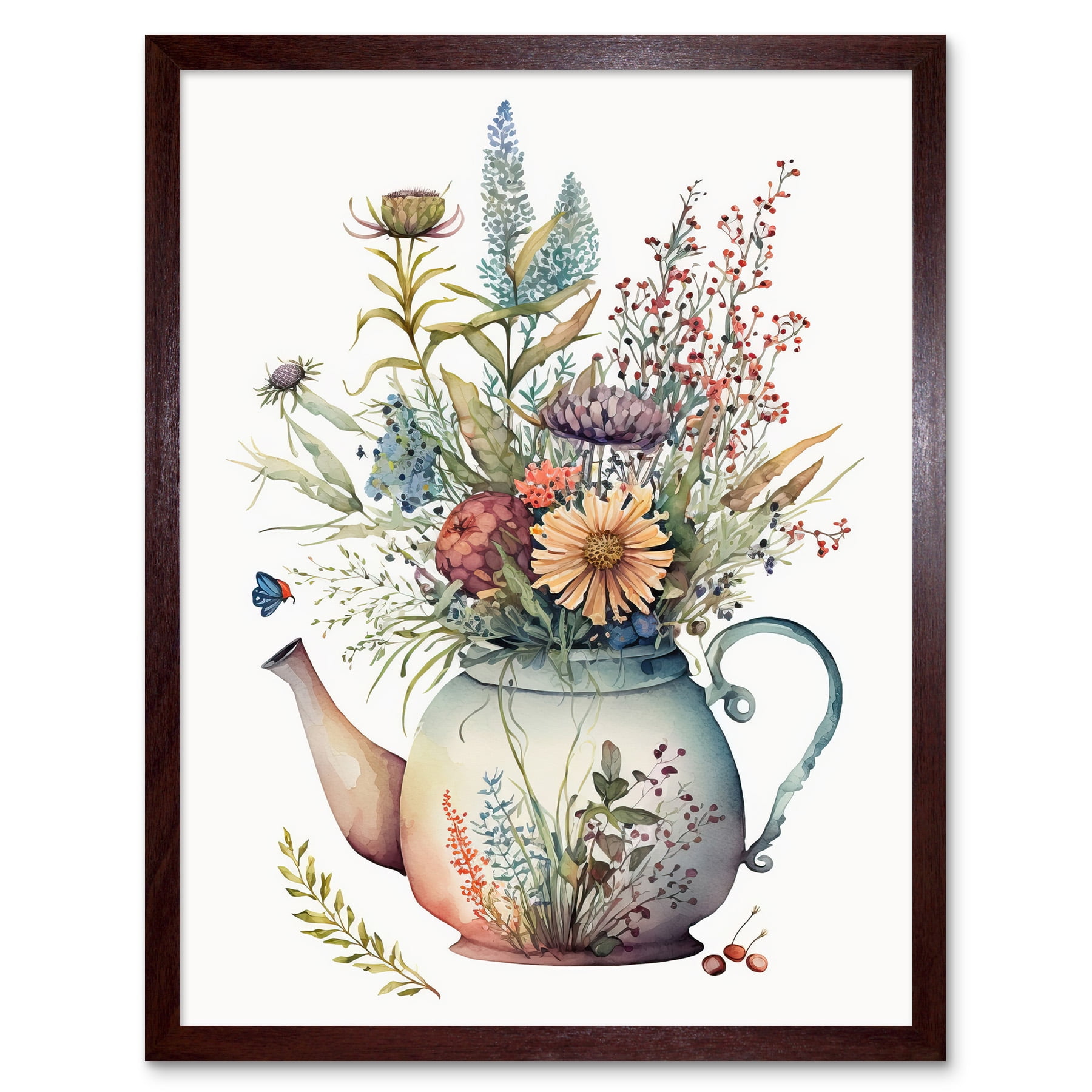 Wildflower Floral Bouquet in China Pattern Teapot Art Print Framed ...