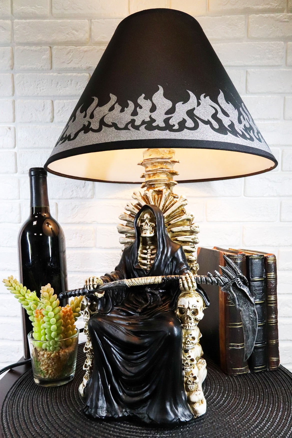 Ebros Grim Reaper Seated On Skeleton Justice Throne With Scythe Table ...