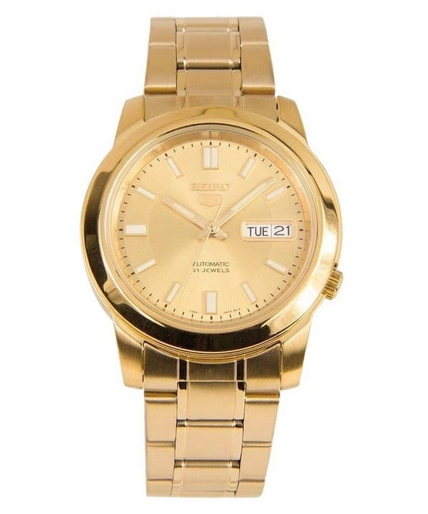 Seiko 5 Gold Tone Stainless Steel Gold Dial 21 Jewels Automatic ...