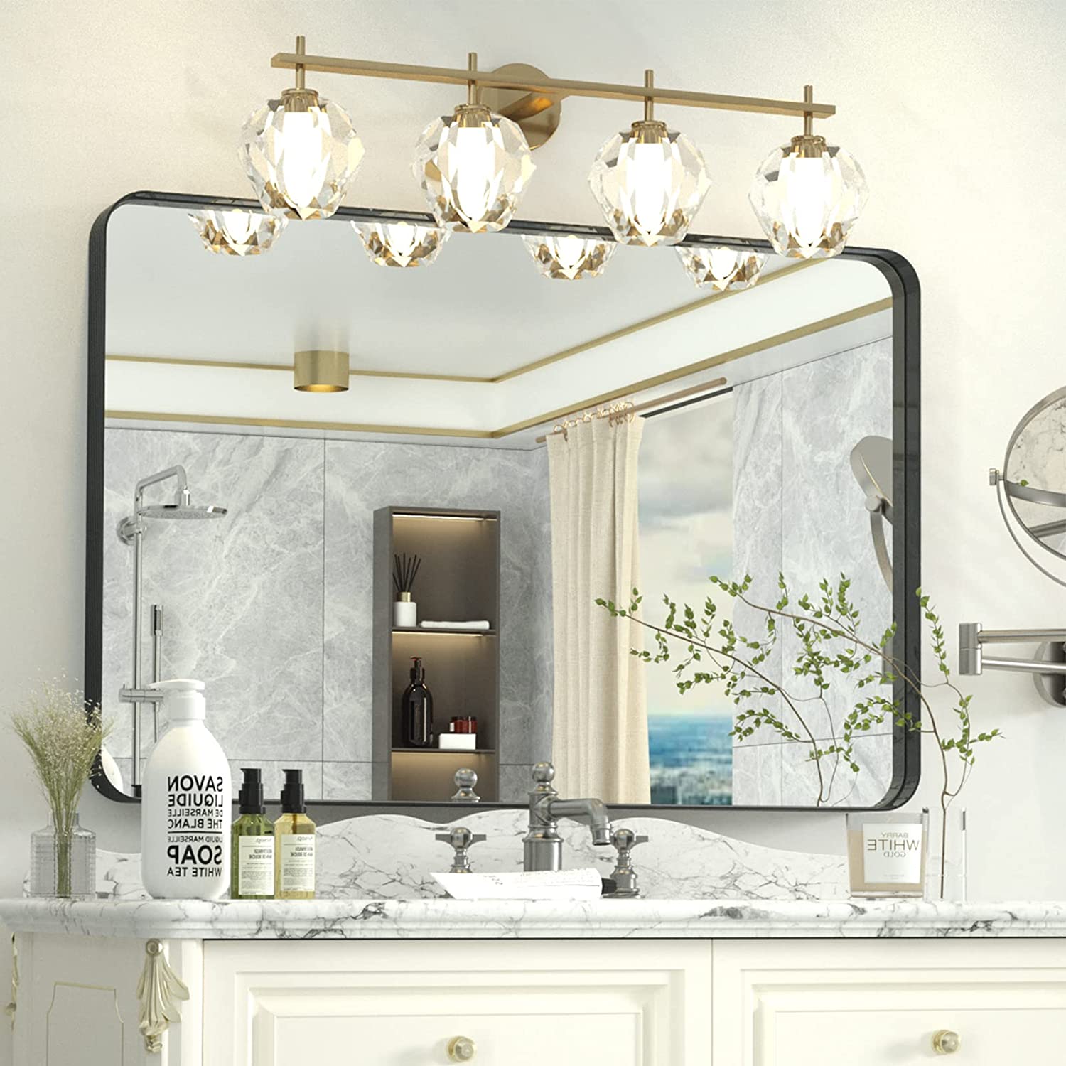 Depuley 30" x 36" Black Modern Wall Mirror,Rectangular Vanity Mirror ...