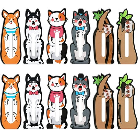 12 Pieces Cartoon Animal Magnetic Bookmarks Magnetic Line Book Markers ...