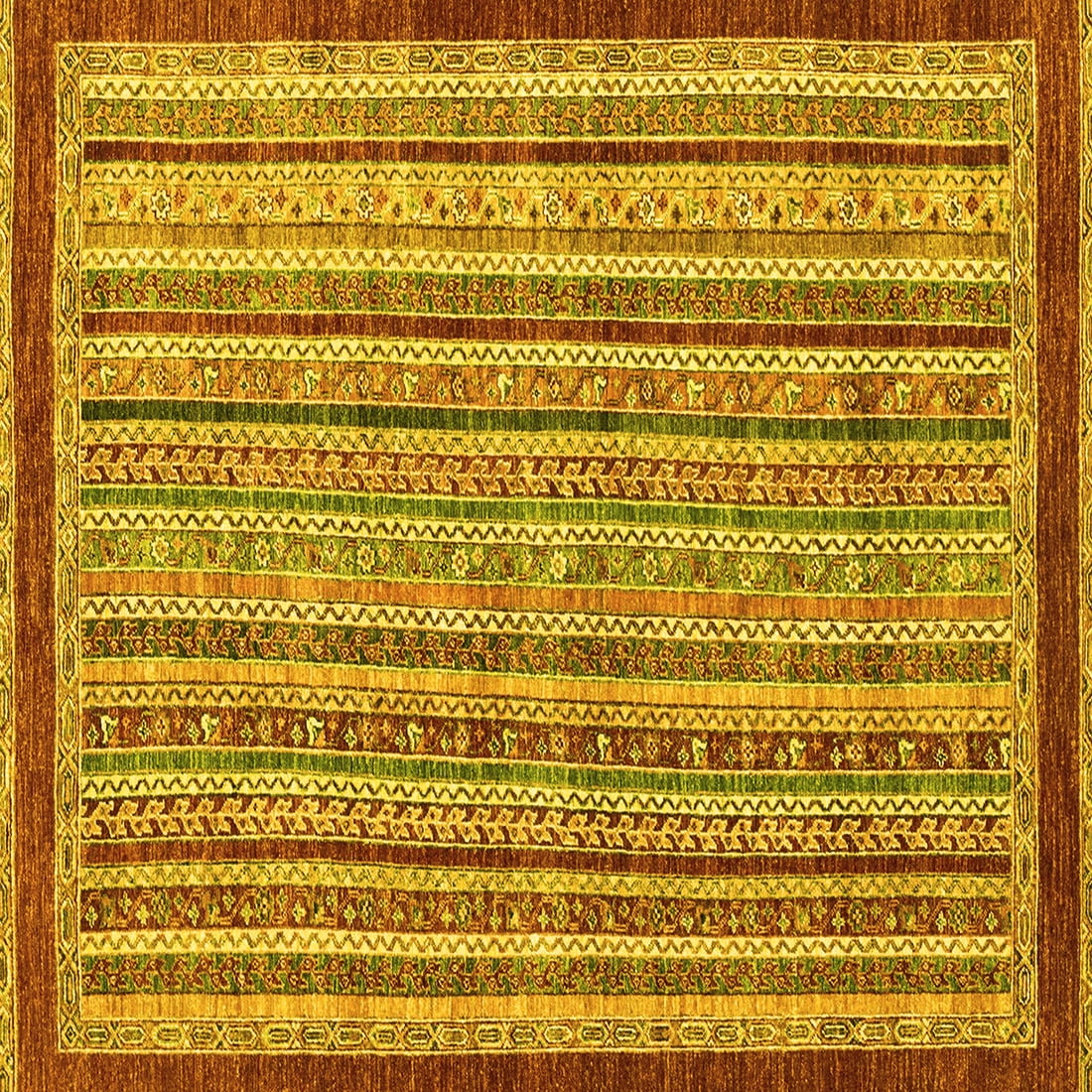 Ahgly Company Indoor Square Oriental Yellow Modern Area Rugs, 6' Square ...