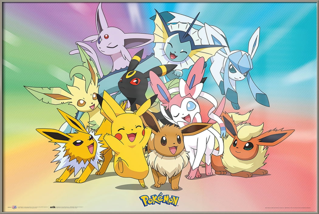 Pokemon - Framed TV Show / Gaming Poster (Eeve Evolution - The Gang ...