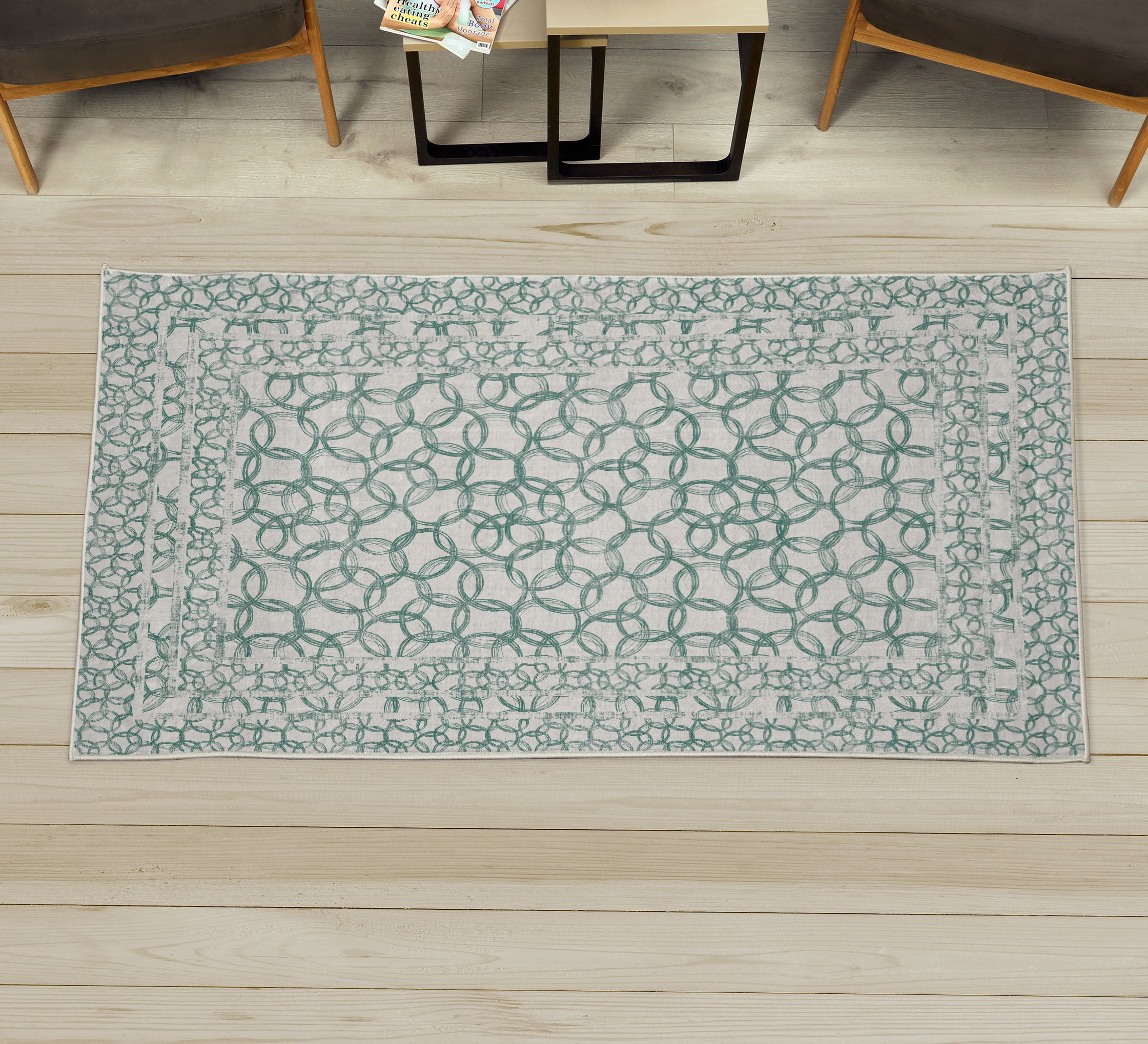 Modern Decorative Rug, Scribble Style Drawing of Repetitive Circles ...