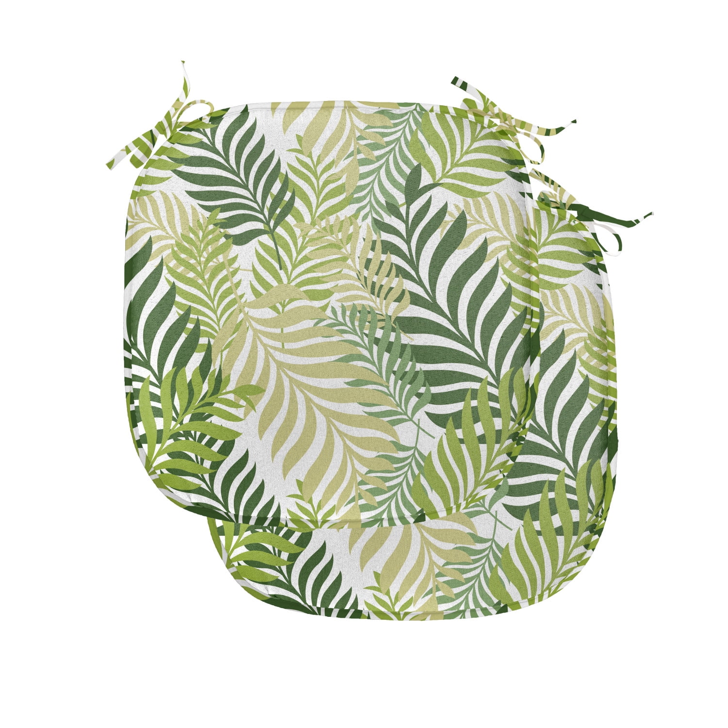 Leaf Chair Seating Cushion Set of 2, Tropic Exotic Palm Tree Leaves ...