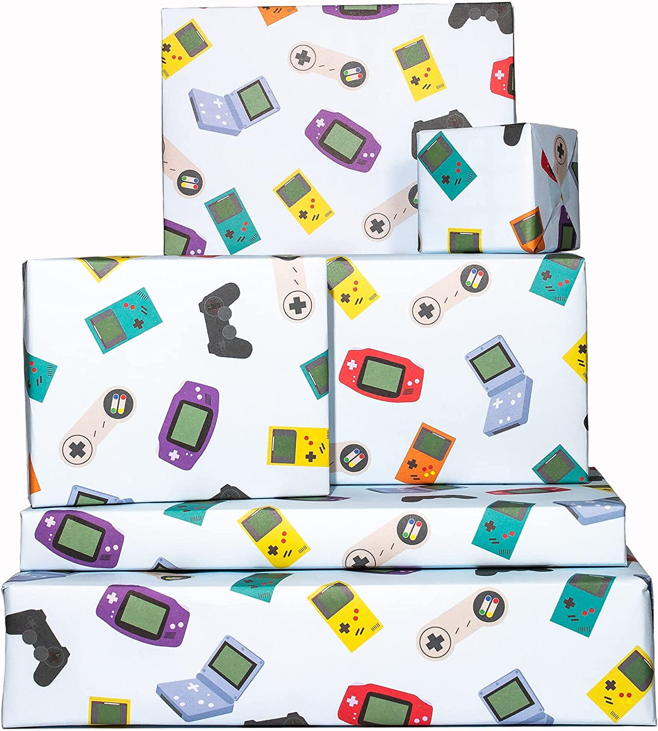 Boy Wrapping Paper - Video Games - 6 Sheets of Birthday Gift Wrap for ...