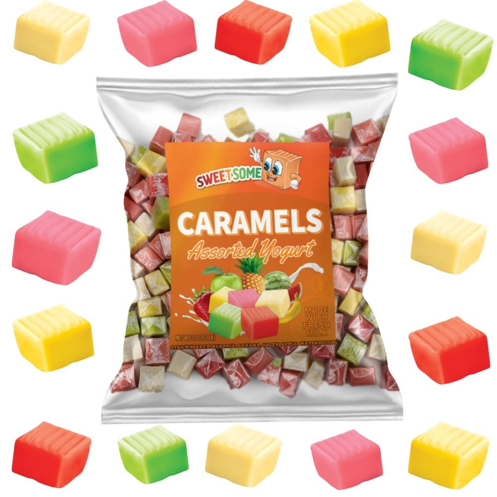 SWEETSOME Caramel Squares - Assorted Yogurt Caramel Candy - Strawberry ...