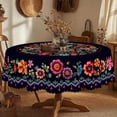 2026 Mexican Tablecloth, Mexican Folk Art Floral Tablecloth, Navy Blue ...