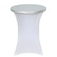 BalsaCircle Silver Round Fitted Metallic Spandex Cocktail Table Top ...