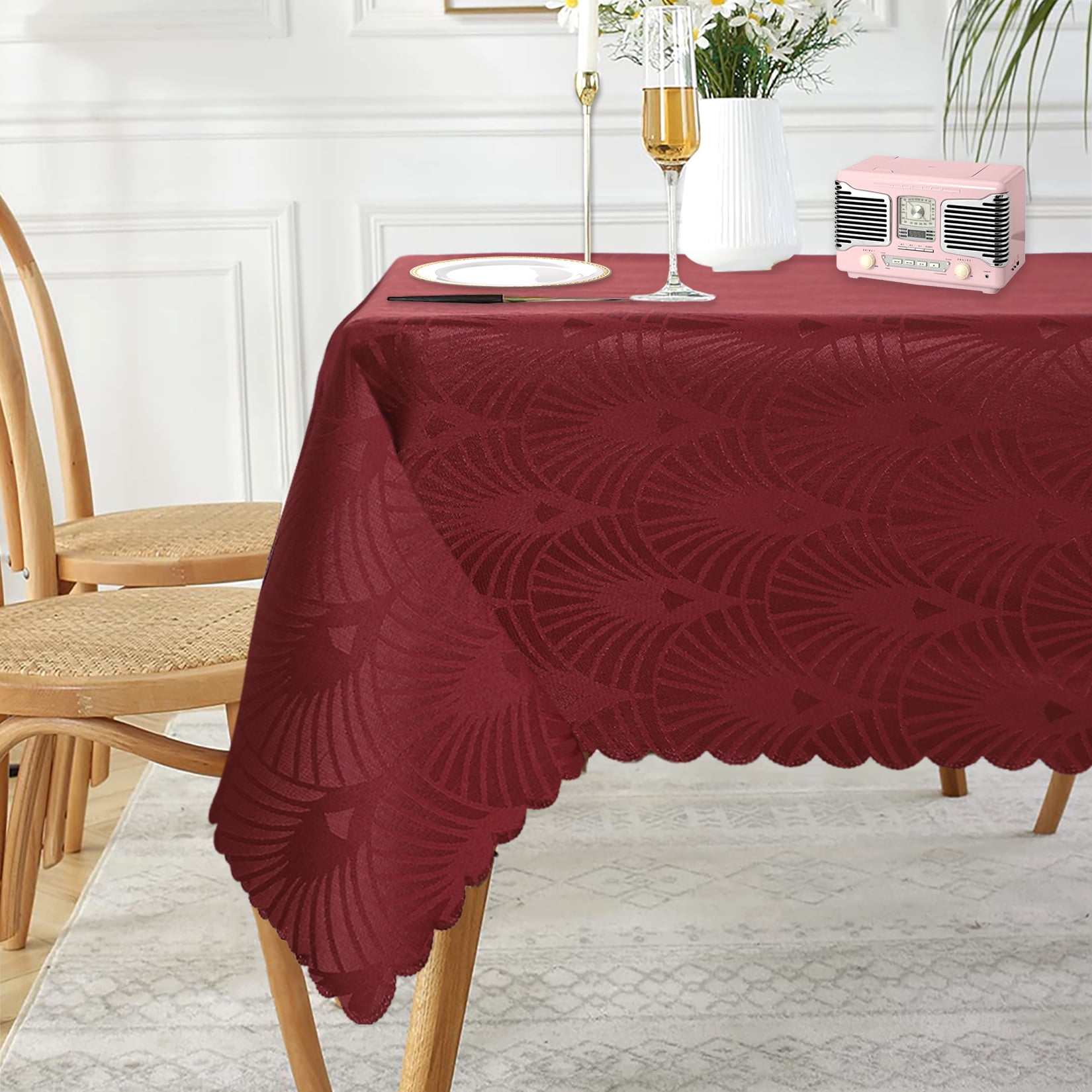 Sakiyrr 52"x70" Rectangle Tablecloth, Waterproof Jacquard Table Cover ...