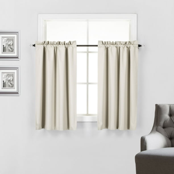2 Piece 100% Blackout Insulated Rod Pocket Kitchen Curtain Tiers Set ...