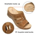 FAMITION Womens Summer Wedge Sandals Brown Slides for Women Beach ...