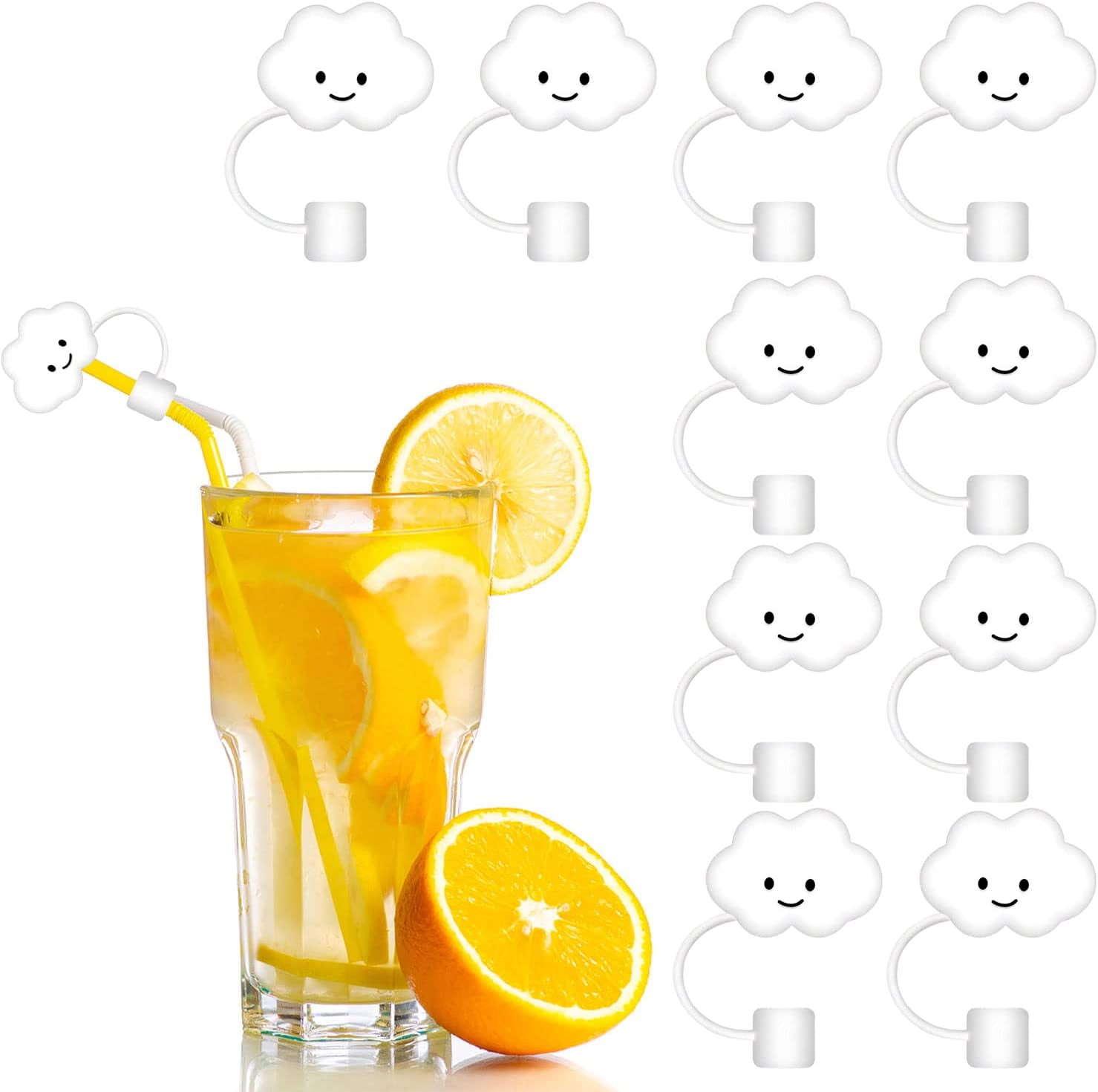 10 Pcs Cloud Shape Straw Covers, Straw Tips Cover Reusable Cloud Shape ...