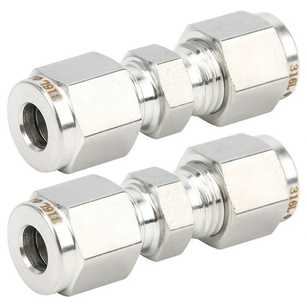Straight Double Ferrule Adapter,2Pcs 316 Stainless Steel Stainless ...