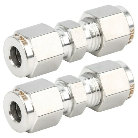 Straight Double Ferrule Adapter,2Pcs 316 Stainless Steel Stainless ...