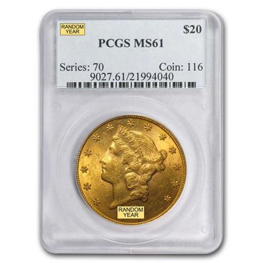 1904 $20 Liberty Gold Double Eagle MS-61 PL PCGS - Walmart.com