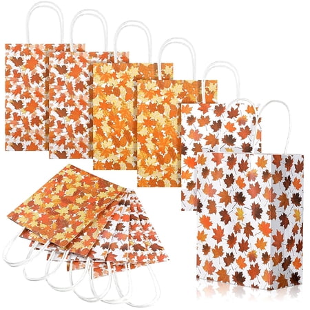 18 Pieces Thanksgiving Paper Bags Fall Leaves Party Treat Bags Autumn ...