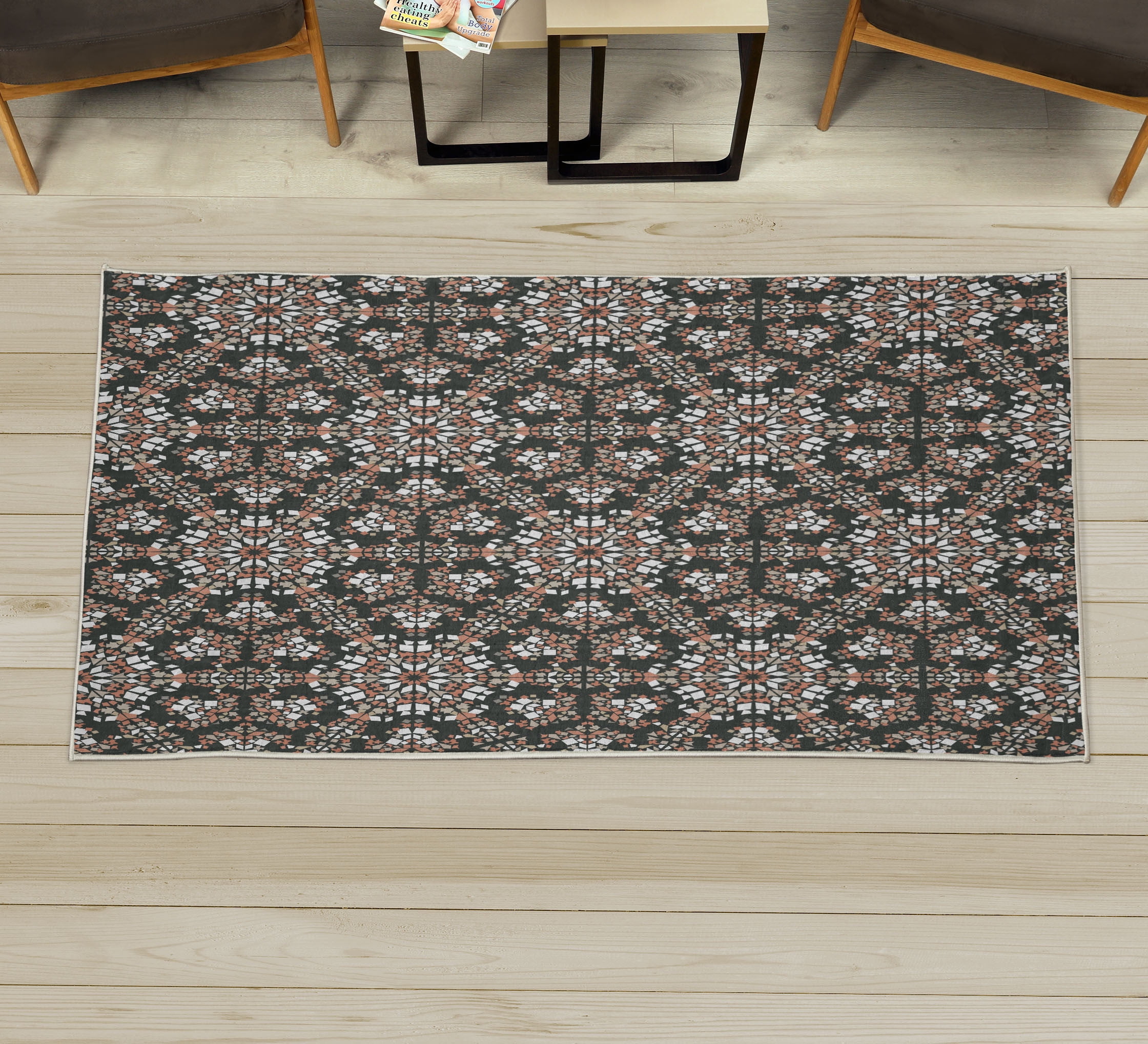 Mosaic Decorative Rug, Antique Roman Time Inspired Rock Design with ...