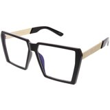Oversize Modern Chunky Square Eyeglasses Flat Clear Lens 60mm (Black ...