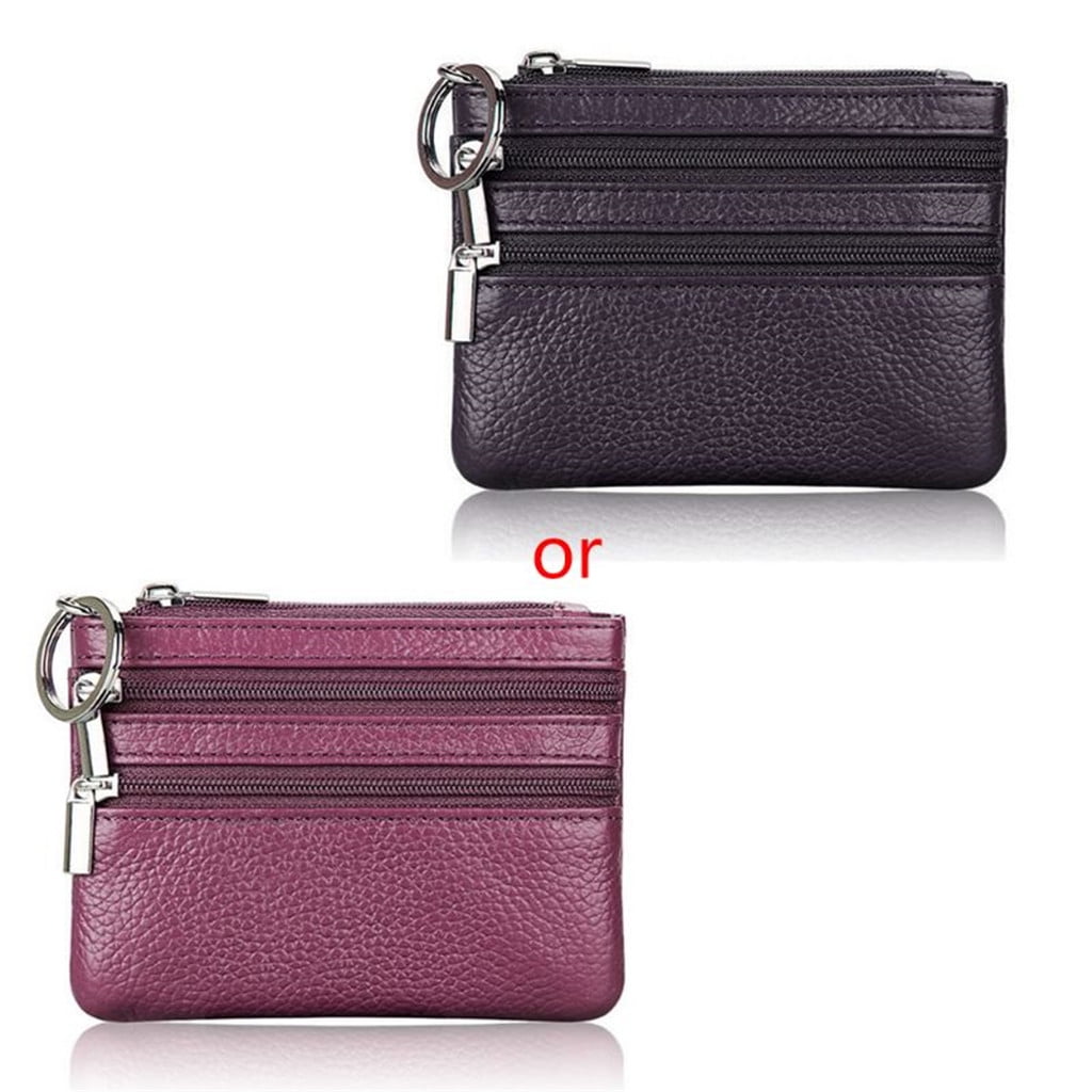 SUNRI Women Men Leather Coin Purse Card Wallet Clutch Double Zipper ...