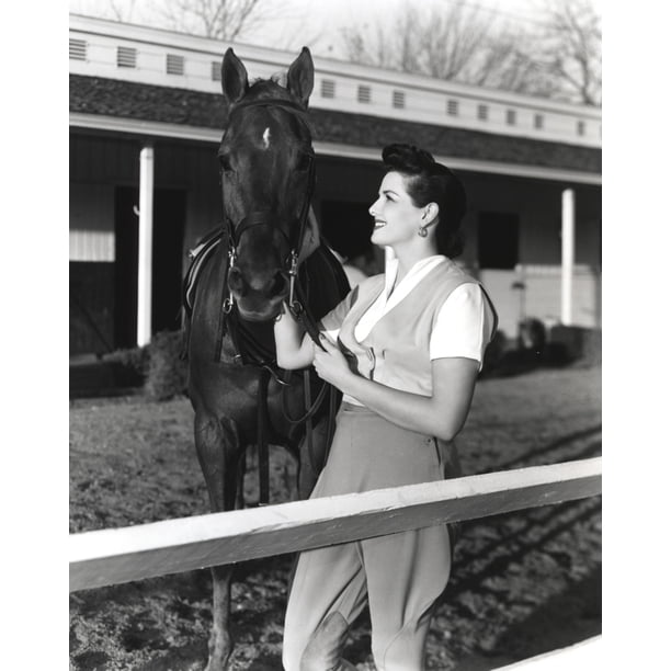 Jane Russell Holding Horse Black and White Photo Print (8 x 10 ...