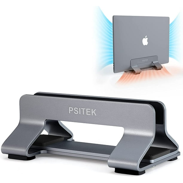 Psitek Aluminum Vertical Laptop Stand Dock Holder, Space-Saving Upright ...