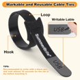 70 Pack Black Cable Ties 6 Inch with Writable Labels, Reusable Cable ...