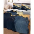 Abstract Impressionist Style Quilts Bedding Set Full Size Gold Navy ...
