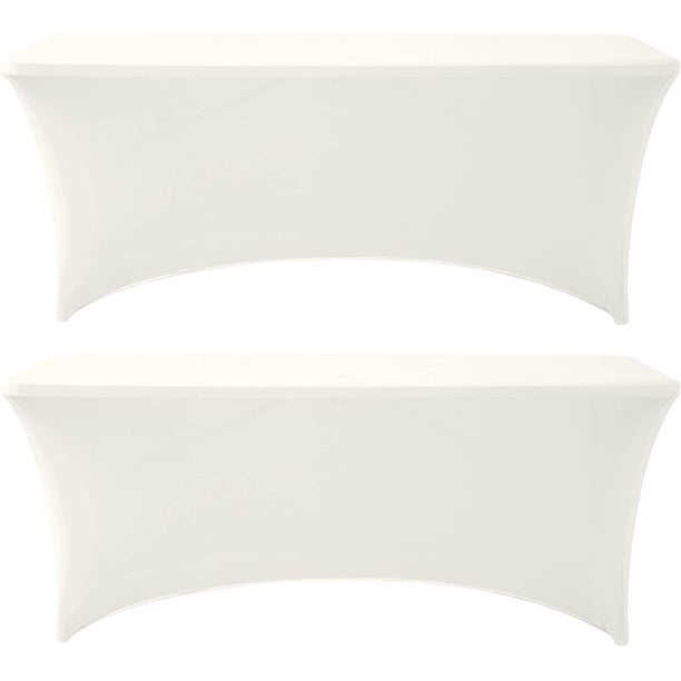 Ivory 2 Pack 8 Foot Rectangular Stretch Spandex Table Cover by Banquet ...