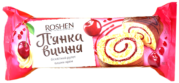Roshen Drunken Cherry Liquor, Swiss Roll with Alcoholized Sour Cherry ...