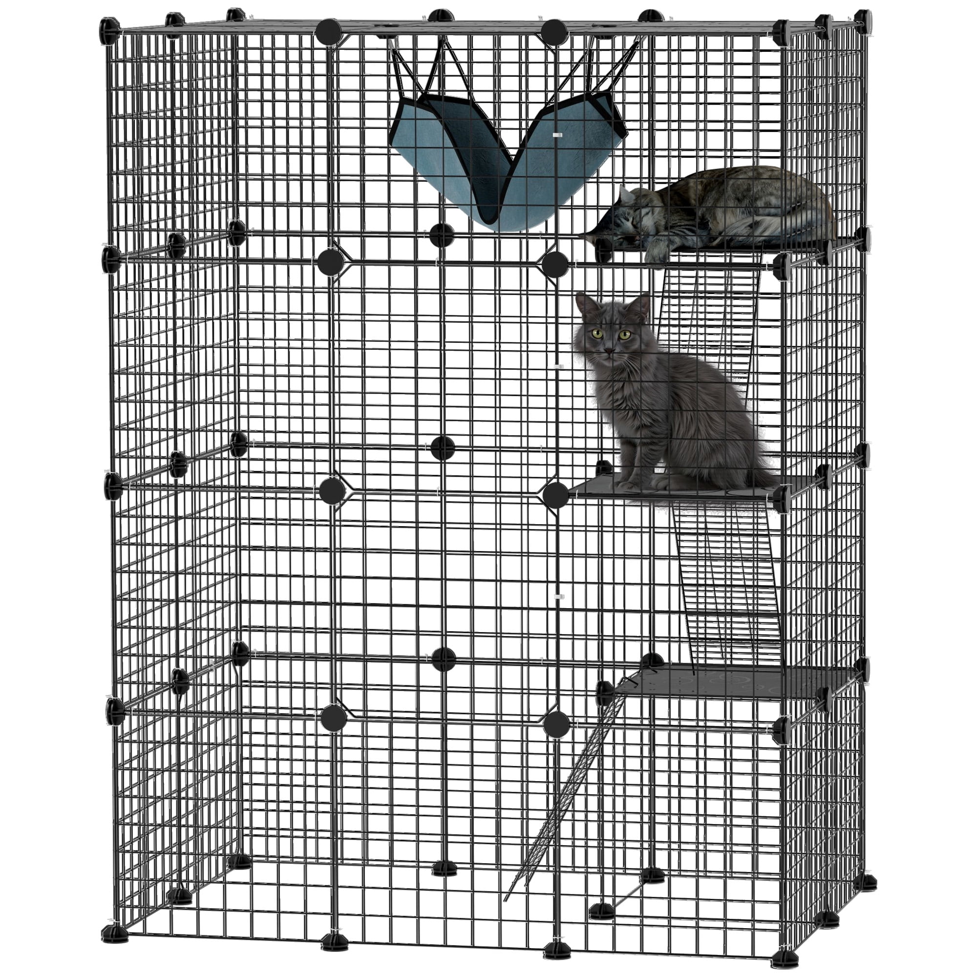 Click here for Pawhut 4-Tier Cat Cage  Diy Pet Playpen With Hammo... prices
