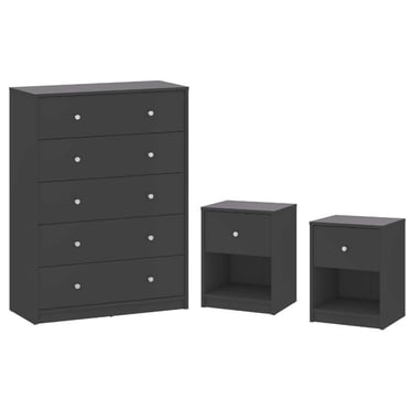 Coaster Watson 4 Piece Queen Panel Bedroom Set in Gray Oak and Black ...