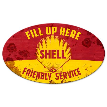 Shell SHL237 24 x 14 in. Fill Up Here Friendly Service Shell Satin Oval ...