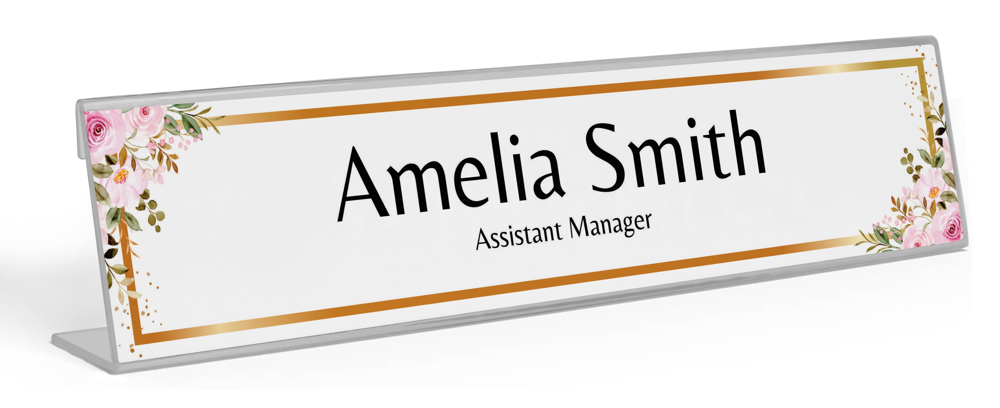 Printtoo Personalized Desk Name Plate Pretty Floral Custom Acrylic ...