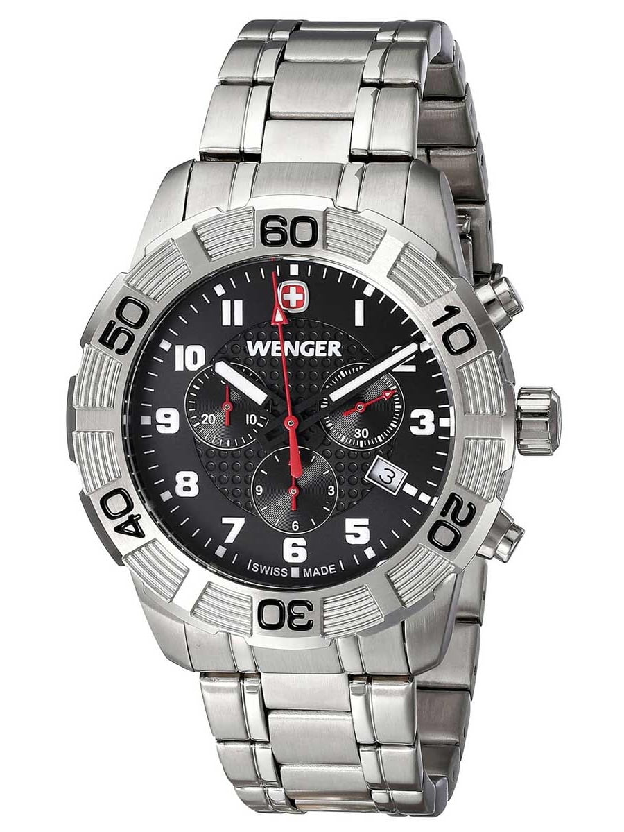 Wenger Men's 01.0853.102 Roadster Chrono Black Dial Stainless Steel ...