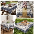 Bohemia Blue Flower Pattern on Beige Table Cloth 52x70in, Waterproof ...