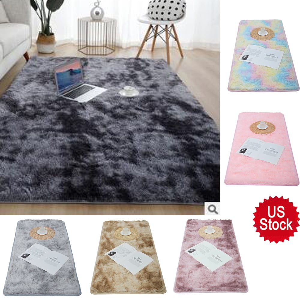 Wacanda Tie Dyeing Fluffy Rugs Anti-Skid Area Rug Dining Room Carpet ...