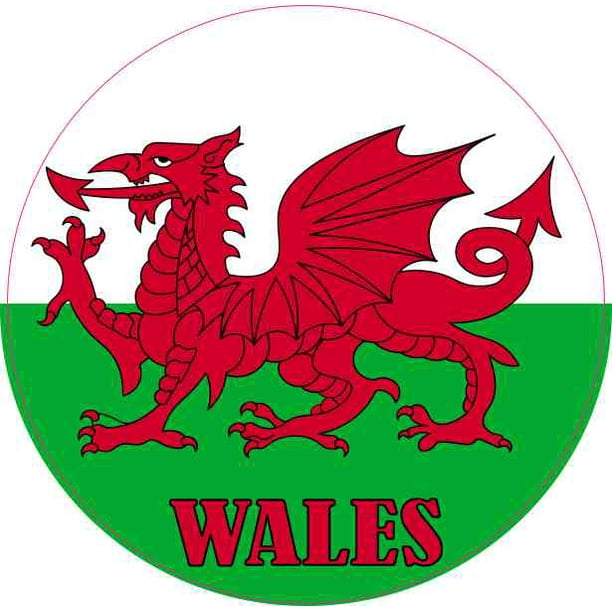 4in x 4in Labeled Circle Wales Flag Sticker Vinyl Flags Decal Stickers ...